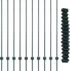 Plot s řetězovým odkazem a sloupkem 10 x 1,4 m Zelená Síťovina 3336242