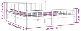 Rám postele šedý masivní dřevo 180 x 200 cm Super King,  810696