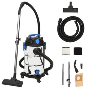 Vysavač na suché a mokré vysávání 1 200 W 30 l stříbrný 152916