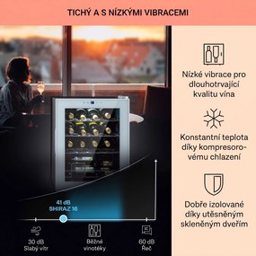 Klarstein Shiraz 16 Quartz, vinotéka, 42 l,160 W, 5-18 °C, dotykové ovládání