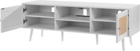 Ratanový TV stojan pro 165,1 cm TV Boho TV stojan s vestavěnou zásuvkou bílá