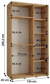 Veneti Šatní skříň ASIRI 10 - 130/45 cm, bílá / černá
