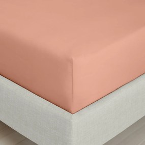 Napínací prostěradlo z bavlněného perkálu v terakotové barvě 90x190 cm Cotton Percale – Bianca