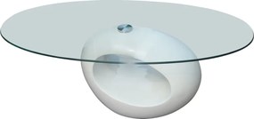 vidaXL Konferenční stolek s oválnou skleněnou deskou vysoký lesk [240318] Barva: Bílá