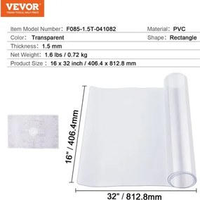 PVC chránič stolu 40,6 × 81,3 cm průhledný plastový 1,5 mm silný