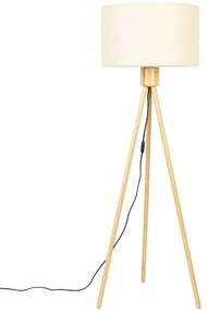 OnaDnes -20% Bílá bambusová stojací lampa ZUIVER FAN 155 cm