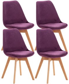 Jídelní židle Crediton - 4 ks - samet | fialové