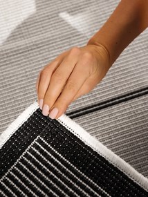 NORTHRUGS, Kusový koberec Duet Bowen 106244 Black/White - na ven i na doma, 200x290, černobílá, chodba / předsíň