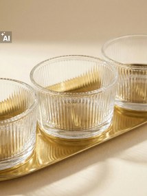 Sinsay - Úložné nádoby s podnosem 3 pack - zlatá