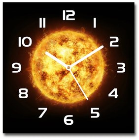Wallmuralia Skleněné nástěnné hodiny čtverec Slunce 30x30 cm