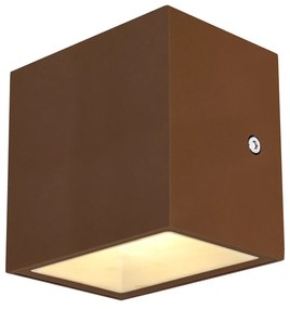 SLV Sitra Cube Up/Down, venkovní nástěnné svítidlo, LED 10W 3000K, rezavé, výška 11cm, IP44