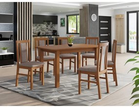 Rozkládací stůl se 6 židlemi - AL65, Barva dřeva: ořech, Potah: Kronos 7