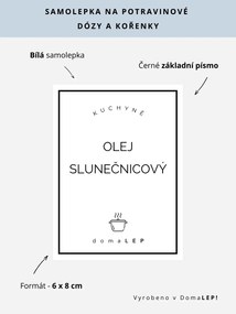 Samolepka na láhev OLEJ SLUNEČNICOVÝ – bílá, 6 x 8 cm, základní písmo
