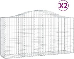 Klenuté gabionové koše 2 ks 200x50x100/120cm pozinkované železo 3145640