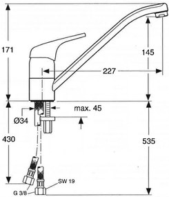 CLAGE M4/EKM Ohřívač vody, 4,4W/230V + páková stojánková baterie 1500-17224