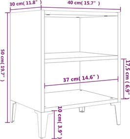 vidaXL Noční stolek s kovovými nohami 40 x 30 x 50 cm [805801] Barva: bílá s vysokým leskem