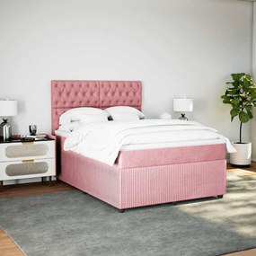 Box spring postel s matrací růžová 140x200 cm samet 3294669