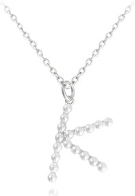 Stříbrný náhrdelník MINET písmeno "K" s perličkami JMAS710KSN45