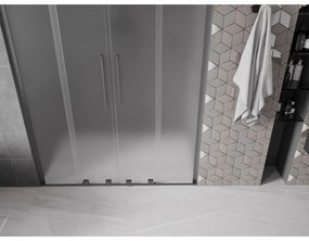 Mexen Velar L Duo, posuvné sprchové dveře do otvoru 150 cm, 8mm sklo námraza, grafit broušený, 871-150-003-32-66
