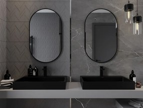 Mexen Loft, oválné koupelnové zrcadlo 90 x 55 cm, barva rámu černá matná, 9851-090-055-000-70