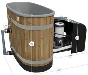 Kirami PREMIUM Tiny Flow "S" Vnější barva: Termodřevo, Vnitřní barva: Světlé-šedá+LED osvětlení