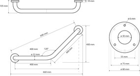 Sapho Sapho, Madlo 120° 400/400mm, nerez, XH501