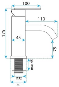 Umyvadlová baterie REA Ontario nízká, kartáčovaná měď