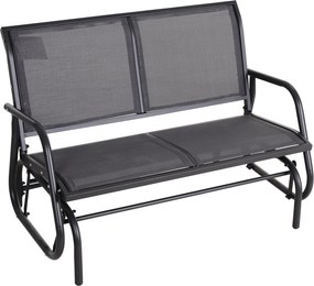 Outsunny Zahradní Houpací Lavice pro 2 Osoby s Houpacím Mechanismem, Vyrobená z Kovové Konstrukce, Nosnost až 200 kg, Zahradní Nábytek pro Zahradu, Te