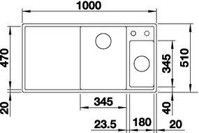 Granitový dřez Blanco AXIA III 6 S InFino antracit dřez vpravo + dřevěná krájecí deska, odkap. nerezová miska, nerez misky a excentr 523462