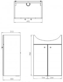 Kingsbath Serpens 50 koupelnová skříňka s umyvadlem
