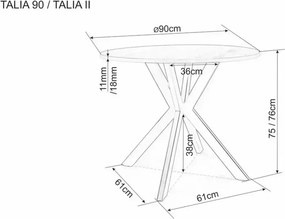 Kulatý jídelní stůl TALIA 90 cm s keramickou travertinovou deskou, béžový