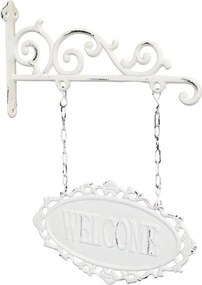 Krémová nástěnná závěsná cedule Welcome – 30*4*38cm