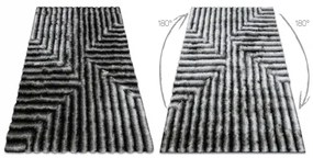 Moderní koberec FLIM 010 B3 shaggy, bludiště Strukturální černý / š velikost 80x150 cm | krásné koberce cz