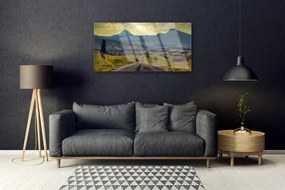 Obraz na skle Cesta Hora Krajina 140x70 cm