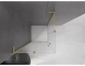Mexen Velar L Duo, sprchový kout s posuvnými dveřmi 100 x 100 cm, 8mm sklo námraza, zlatá matná, 871-100-100-02-33-55