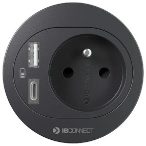 IBConnect Elektro zásuvka Atom matná černá - různé konfigurace Konfigurace elektrozásuvky: 1x230V + USB nab. A+C