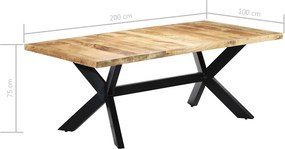 Jídelní stůl 200 x 100 x 75 cm masivní mangovníkové dřevo 247427