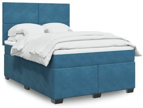 Box spring postel s matrací modrá 160 x 200 cm samet 3293252