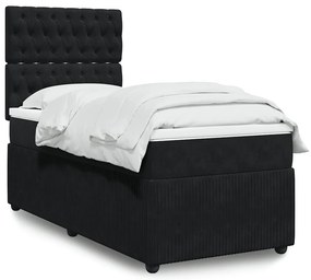 Box spring postel s matrací černá 80 x 200 cm samet 3292198