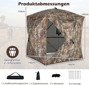 Costway 270° průhledný maskovací stan výsuvný vyrobený z robustního Oxfordu