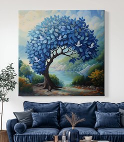 Obraz na plátně - Strom života Bílé holubice FeelHappy.cz Velikost obrazu: 100 x 100 cm