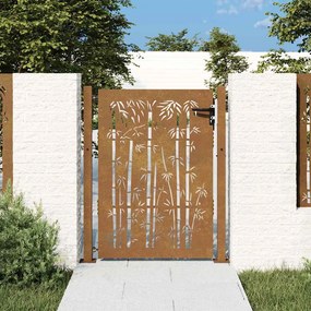 Zahradní branka 100 x 125 cm corten ocel bambusový design 153240