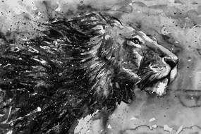 Samolepící tapeta král zvířat v černobílém akvarelu - 225x150 cm