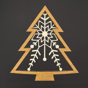 AMADEA Dřevěná ozdoba stromek - vločka dvojitý, 9 cm, český výrobek