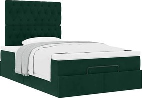 Osmanský rám postele s matracemi tmavě zelená 120x200cm samet 3313538