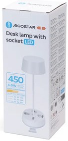 Aigostar - LED Stmívatelná stolní lampa se zásuvkami a USB LED/4,6W/230V bílá