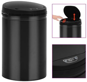 Odpadkový koš s automatickým senzorem 30 l uhlíková ocel černý 322698