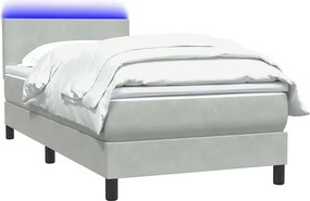 Box spring postel s matrací a LED Světle šedá 90x220 cm Samet 3316719