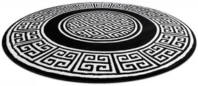 Dywany Łuszczów, Kusový koberec Gloss 6776 85 greek black/ivory kruh, 200x200 (průměr) kruh, černobílá, chodba / předsíň