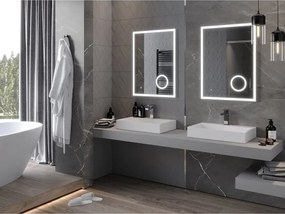 Mexen Kala osvětlené koupelnové zrcadlo s kosmetickým zrcátkem 60 x 80 cm, LED 6000K, anti-fog - 9820-060-080-611-00